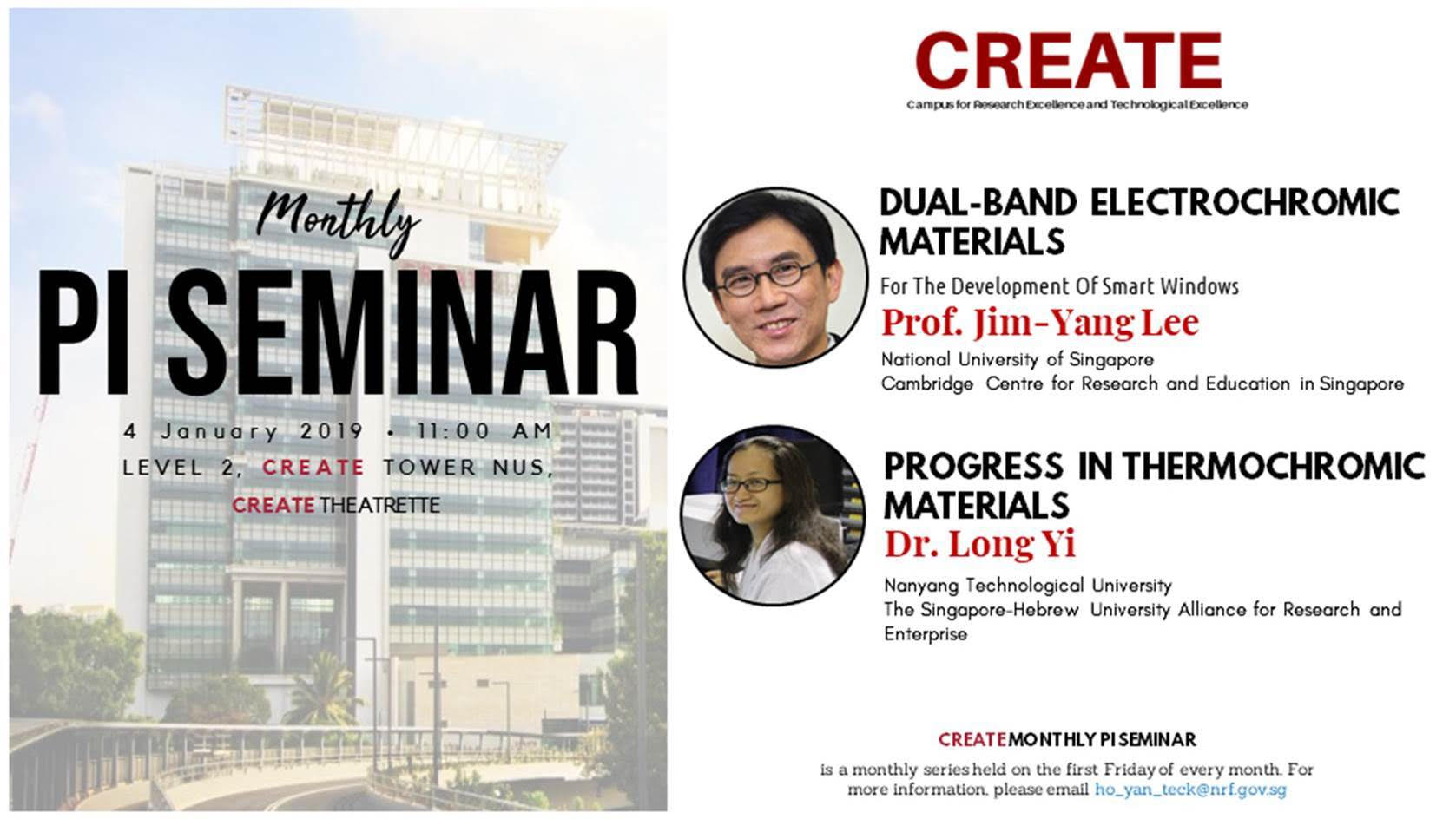 CREATE Monthly PI Seminar Series (Jan 2019)